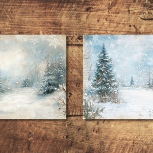 Shabby Winter Forest Junk Journal Kit Snowy Pages Trees Background ...
