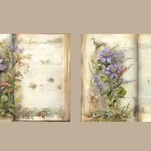 Wildflower Junk Journal Kit Floral Double Journal Pages Flower Digital ...