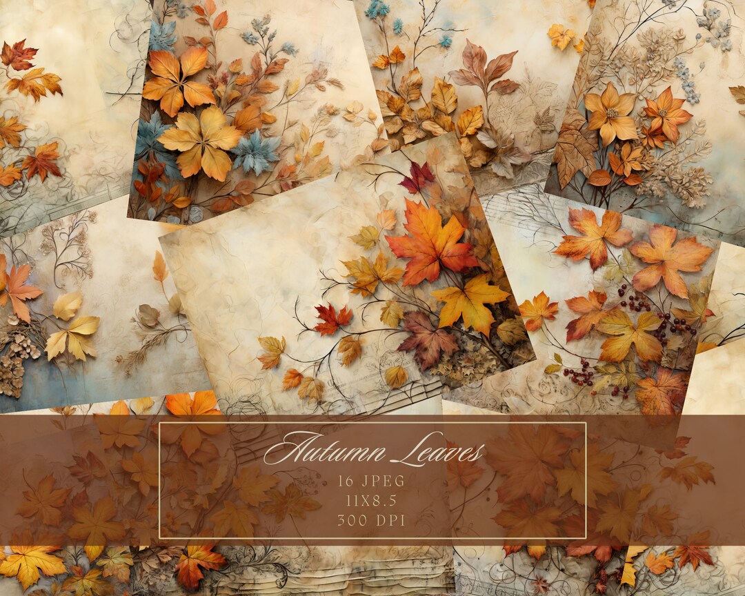 Autumn Leaves Junk Journal Kit Fall-inspired Vintage Ephemera Journal ...