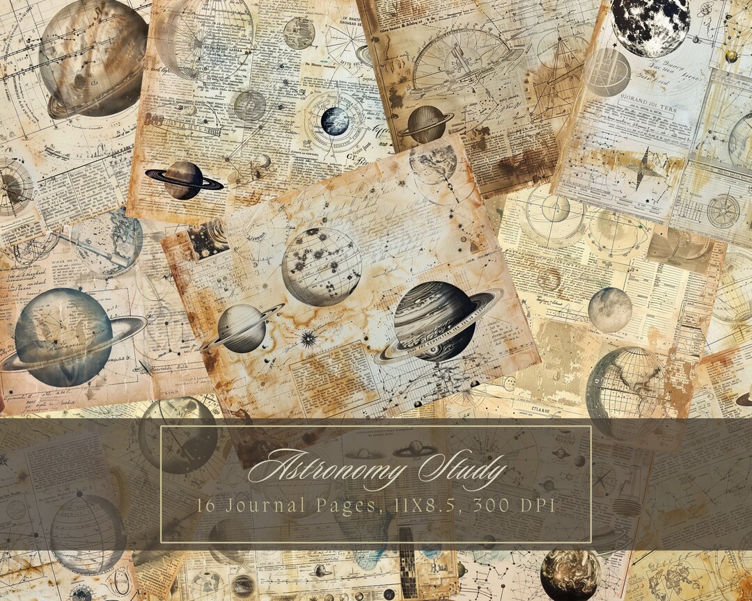 Vintage Celestial Junk Journal Kit Astronomy Printable Pages Sun and ...