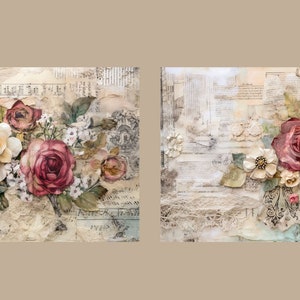 Roses Junk Journal Kit Vintage Ephemera Floral Journal Digital Paper ...