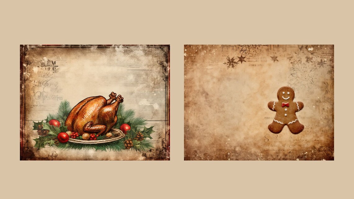 Christmas Feast Junk Journal Kit Food Pages Vintage Ephemera Recipe ...