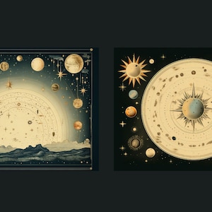 Vintage Celestial Junk Journal Kit Astronomy Printable Pages Sun and ...