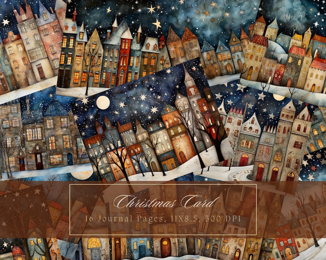 Christmas Town Junk Journal Paper Winter Background Journal Pages ...