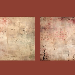 Red Vintage Paper Junk Journal Kit Digital Paper Texture Grunge Sheets ...