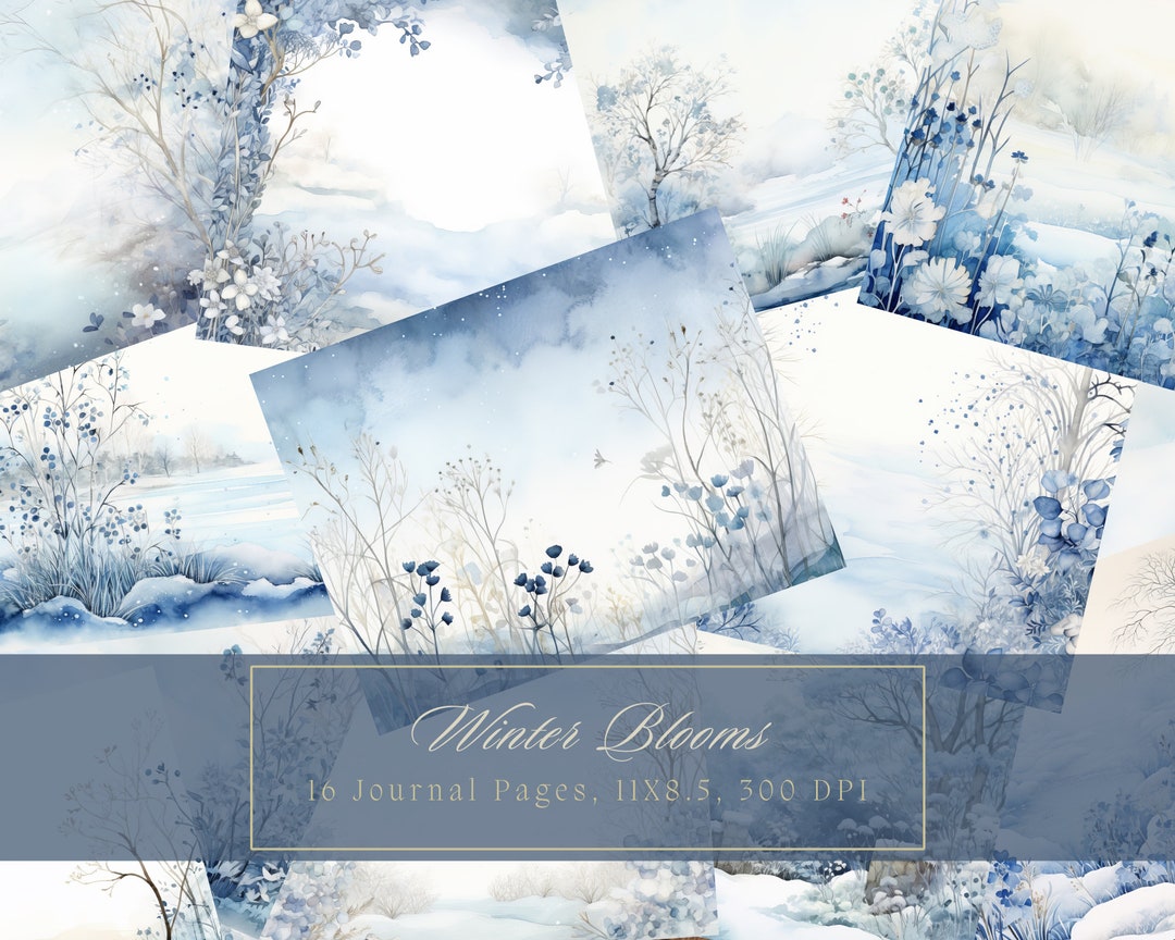 Watercolor Winter Forest Junk Journal Paper Winter Background Journal ...