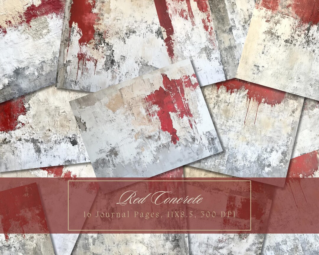 Red Collage Junk Journal Kit Emerald Digital Paper Texture Grunge ...