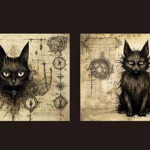 Black Cat Junk Journal Kit Gothic Pages Dark Kitten Digital Paper ...