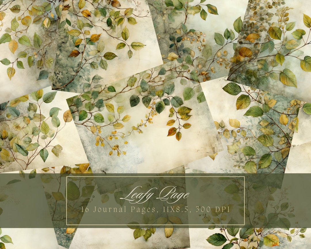 Green Leaf Junk Journal Kit Vintage Botanical Beautiful Journal Digital ...