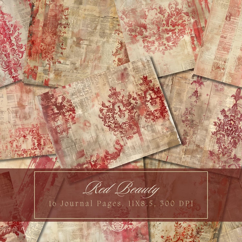 Red Damask Paper - Etsy