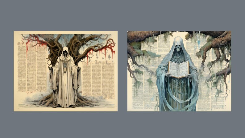 Grim Reaper Junk Journal Kit Watercolor Ghost Creepy Printable Pages ...