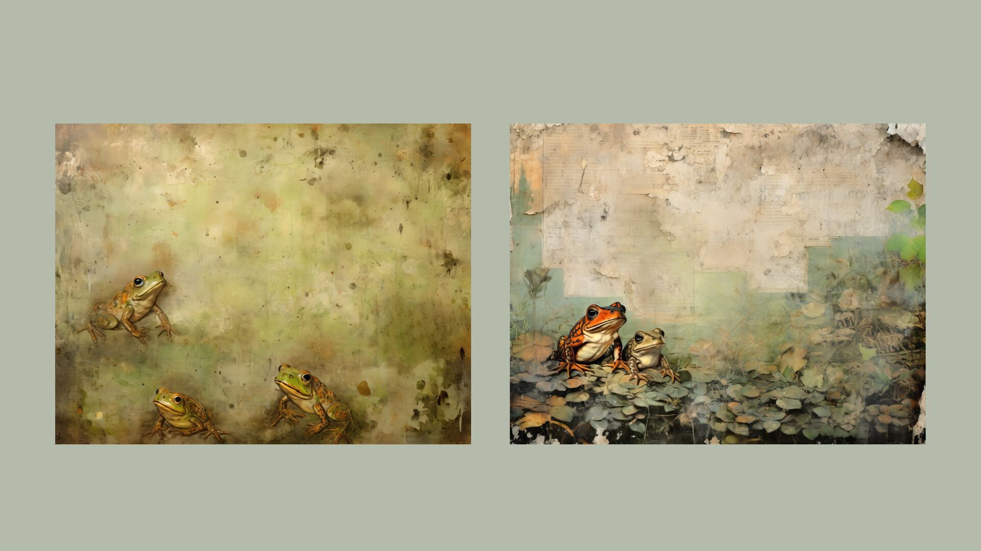 Vintage Frog Junk Journal Kit Grunge Pages Watercolor Frogs Digital ...