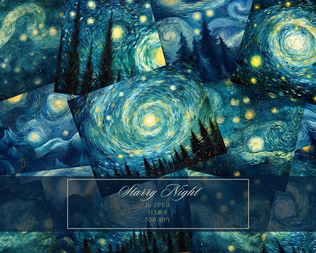 Van Gogh Starry Night Junk Journal Kit Impressionist Junk Journal Paper ...