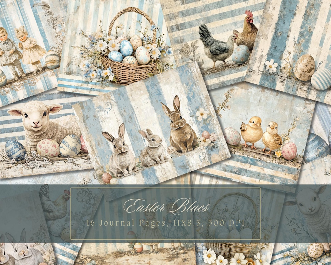 Easter Bunnies Junk Journal Kit Easter Eggs Vintage Ephemera Chicken ...