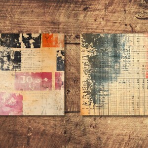 Acid Wash Collage Junk Journal Kit Numbers Printable Pages Grunge Mixed ...