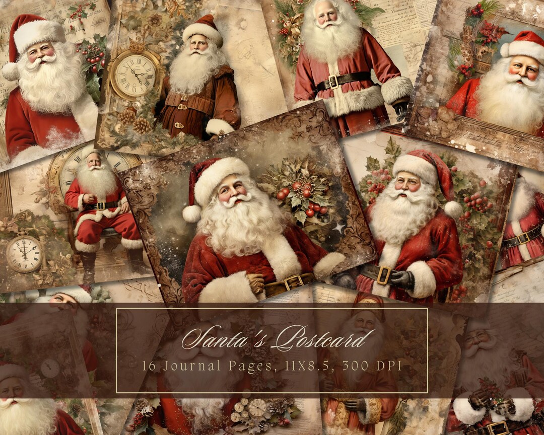 Santa Claus Junk Journal Kit Winter Journal Digital Paper for ...