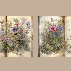 Wildflower Junk Journal Kit Floral Double Journal Pages Flower Digital ...