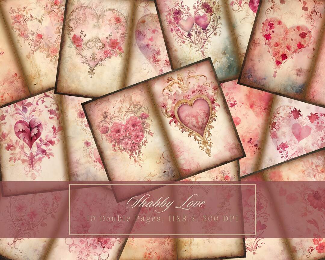 Floral Hearts Junk Journal Kit Vintage Love Letter Digital Paper for ...