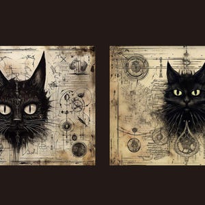 Black Cat Junk Journal Kit Gothic Pages Dark Kitten Digital Paper ...