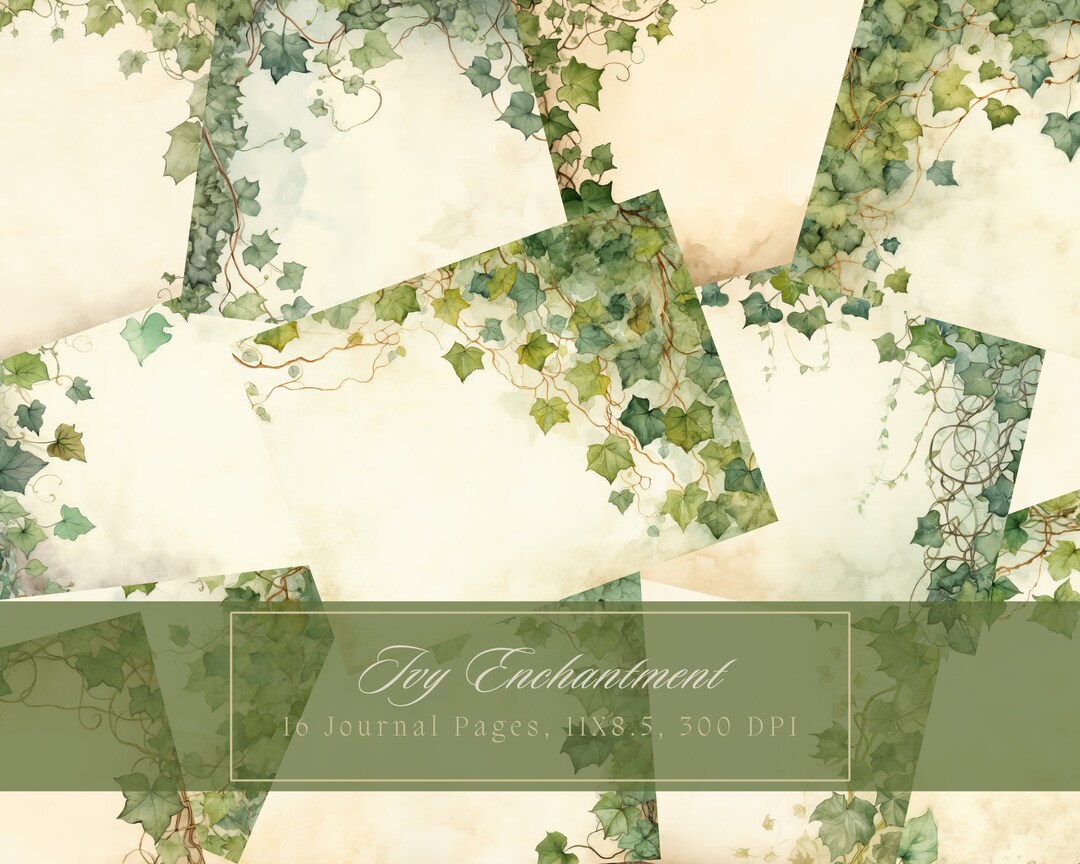 Watercolor Ivy Junk Journal Kit Botanical Printable Pages Garden ...
