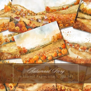 Watercolor Autumn Meadow Junk Journal Paper Fall Background Journal ...