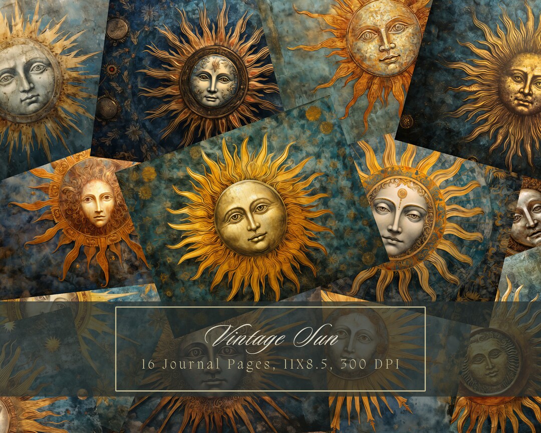 Vintage Sun Junk Journal Kit Celestial Journal Pages Shabby Chic Sky ...