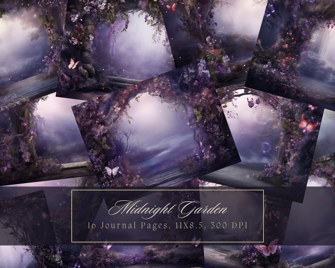 Night Garden Junk Journal Paper Fantasy Background Journal Pages ...