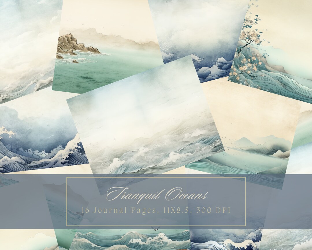 Vintage Ocean Printable Junk Journal Pages Grunge Paper Japanese Rustic ...