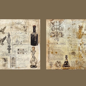 Alchemy Junk Journal Kit Apothecary Bottles Pages Watercolor Potions ...