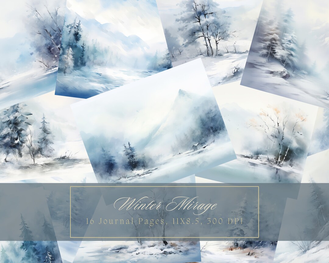 Watercolor Winter Forest Junk Journal Paper Winter Background Journal ...