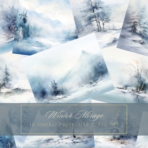 Watercolor Winter Forest Junk Journal Paper Winter Background Journal ...