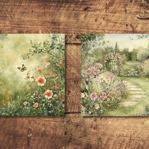 Watercolor Garden Glade Junk Journal Paper Botanical Background Journal ...