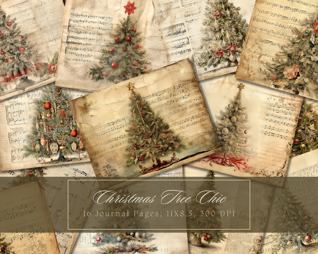 Christmas Tree Junk Journal Kit Winter Vintage Ephemera Noel Journal ...