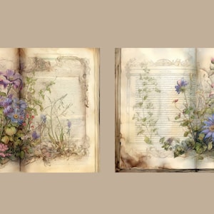 Wildflower Junk Journal Kit Floral Double Journal Pages Flower Digital ...