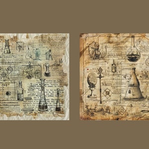 Alchemy Junk Journal Kit Apothecary Bottles Pages Watercolor Potions ...