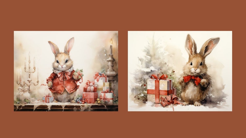 Christmas Rabbits Junk Journal Kit Winter Vintage Ephemera Bunny ...