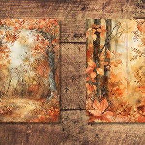 Watercolor Autumn Forest Junk Journal Kit Fall Trees Printable Digital ...