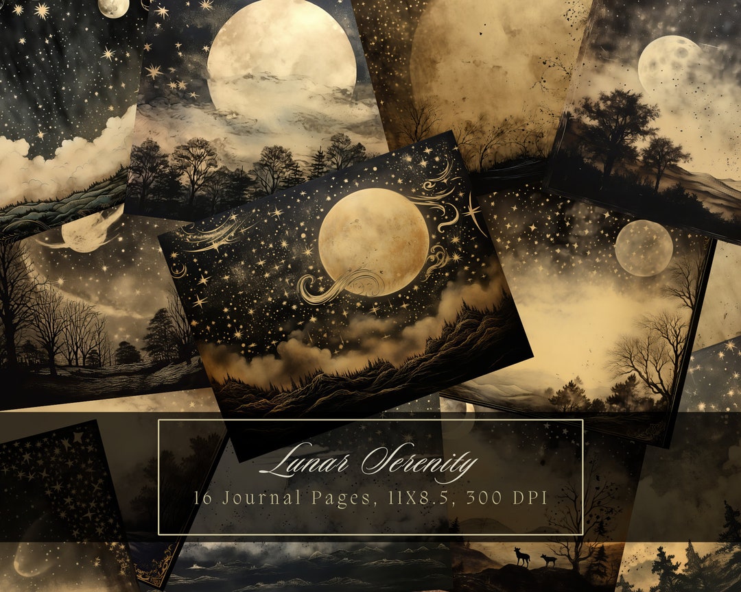Moon Junk Journal Kit Celestial Journal Pages Starry Sky Digital Paper ...