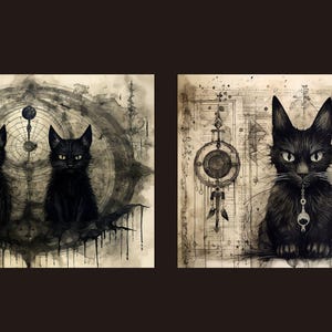 Black Cat Junk Journal Kit Gothic Pages Dark Kitten Digital Paper ...