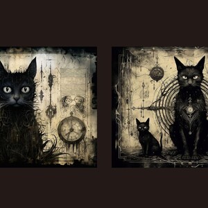 Black Cat Junk Journal Kit Gothic Pages Dark Kitten Digital Paper ...