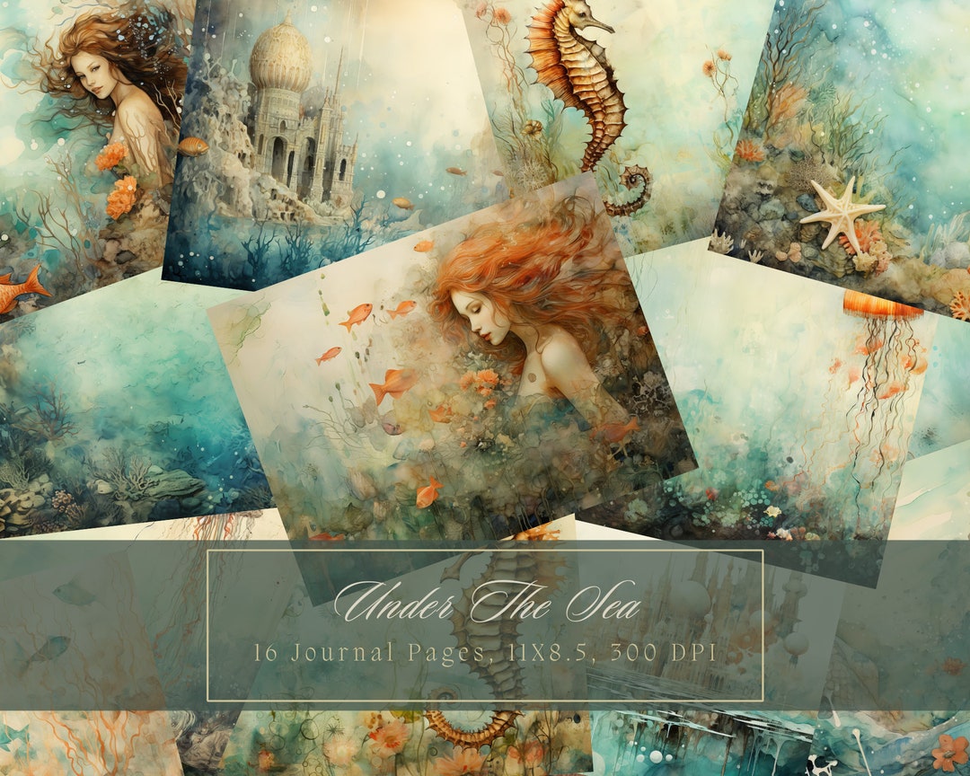Mermaid Junk Journal Kit Ocean Digital Paper for Scrapbooking ...