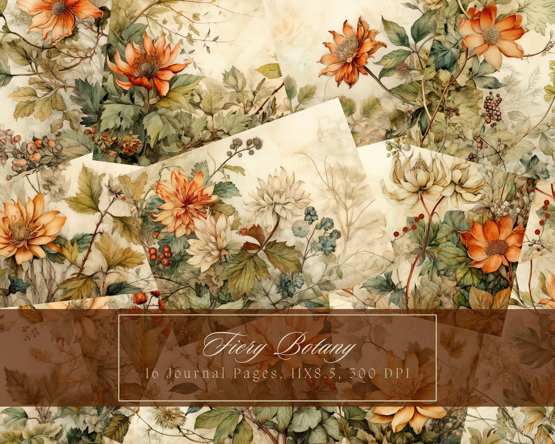 Floral Journal Kit Garden Journal Digital Paper for Scrapbooking ...