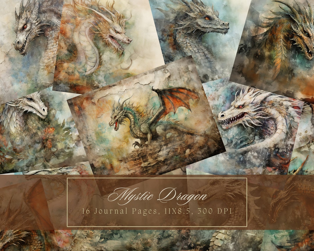 Dragon Junk Journal Kit Fantasy Journal Pages Printable Collage Sheet ...