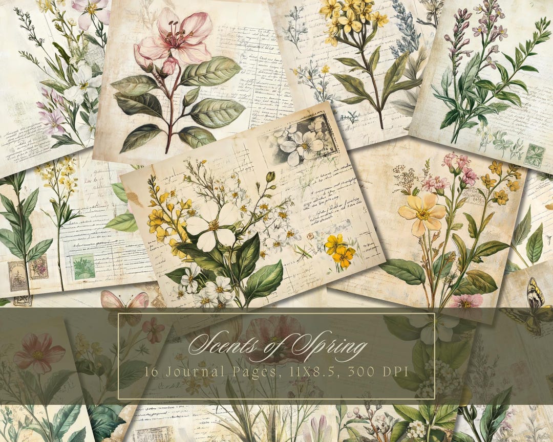 Watercolor Wildflower Junk Journal Kit Garden Printable Page Flowers ...