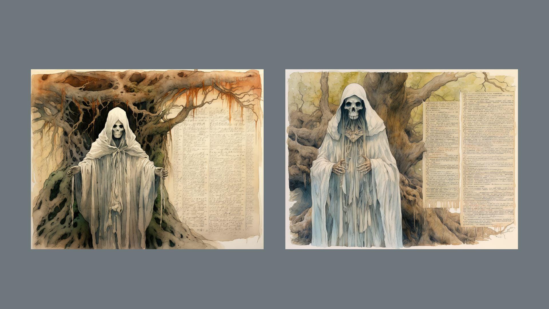 Grim Reaper Junk Journal Kit Watercolor Ghost Creepy Printable Pages ...