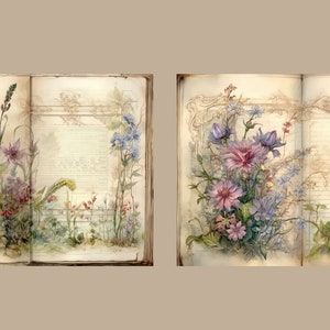 Wildflower Junk Journal Kit Floral Double Journal Pages Flower Digital ...