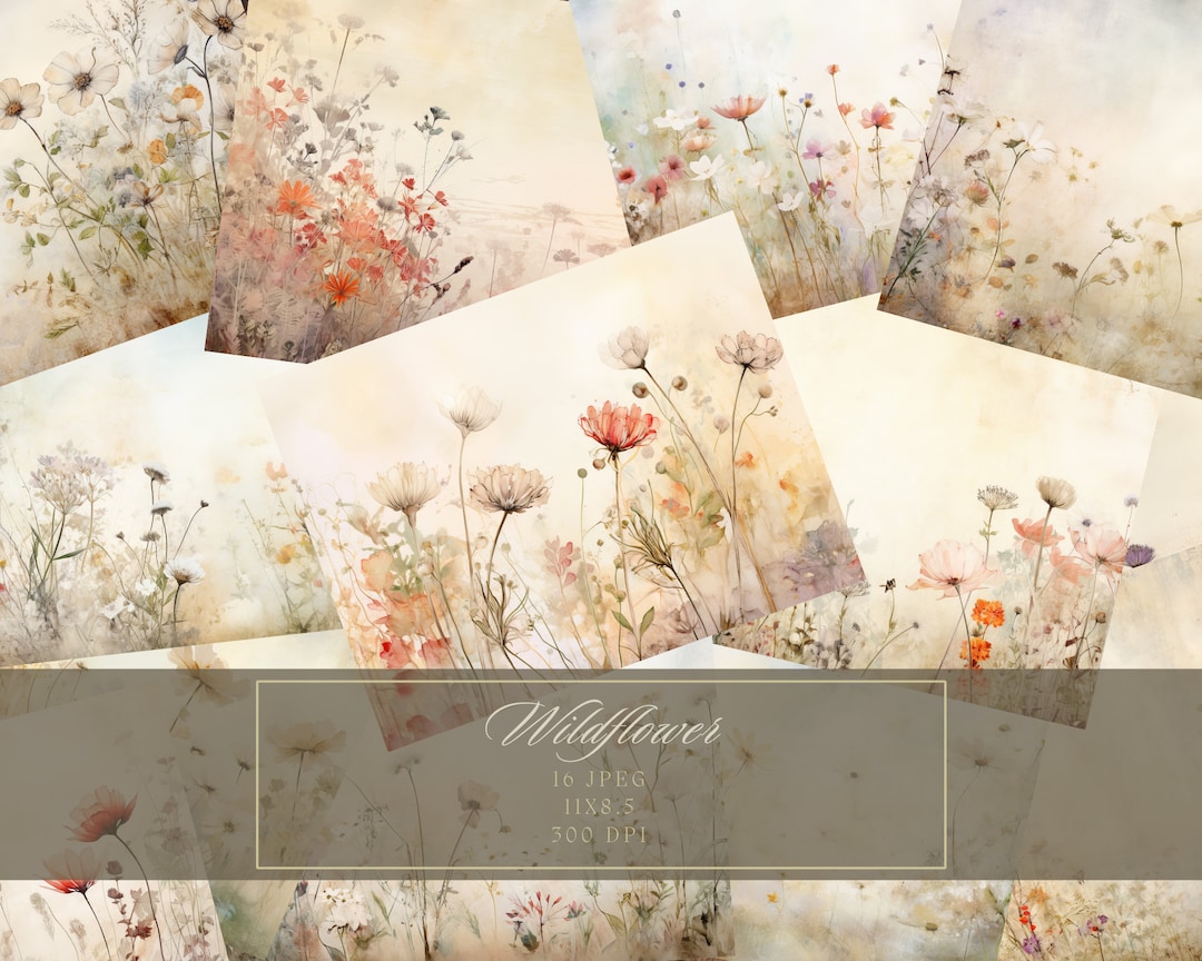 Wildflower Botanical Junk Journal Kit Beautiful Garden Digital Paper ...