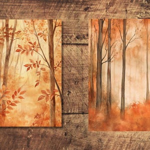 Watercolor Autumn Forest Junk Journal Kit Fall Trees Printable Digital ...