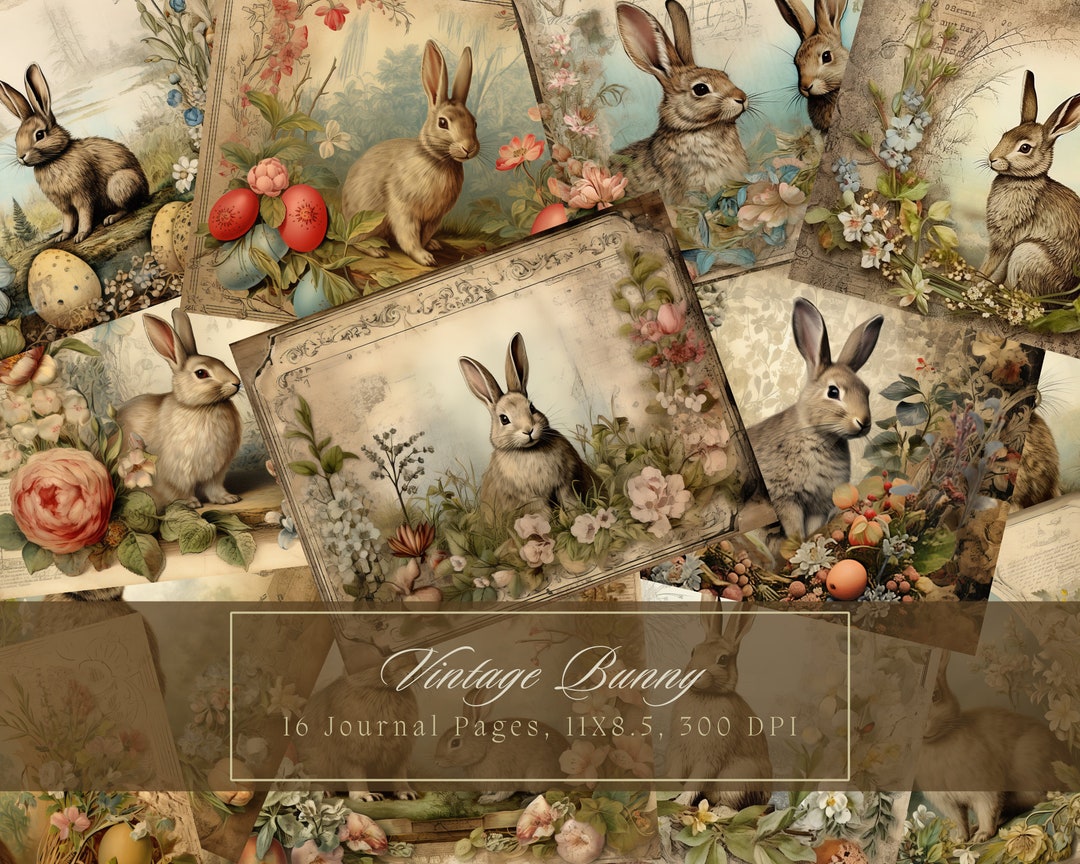 Easter Bunnies Junk Journal Kit Easter Eggs Vintage Ephemera Bunny ...