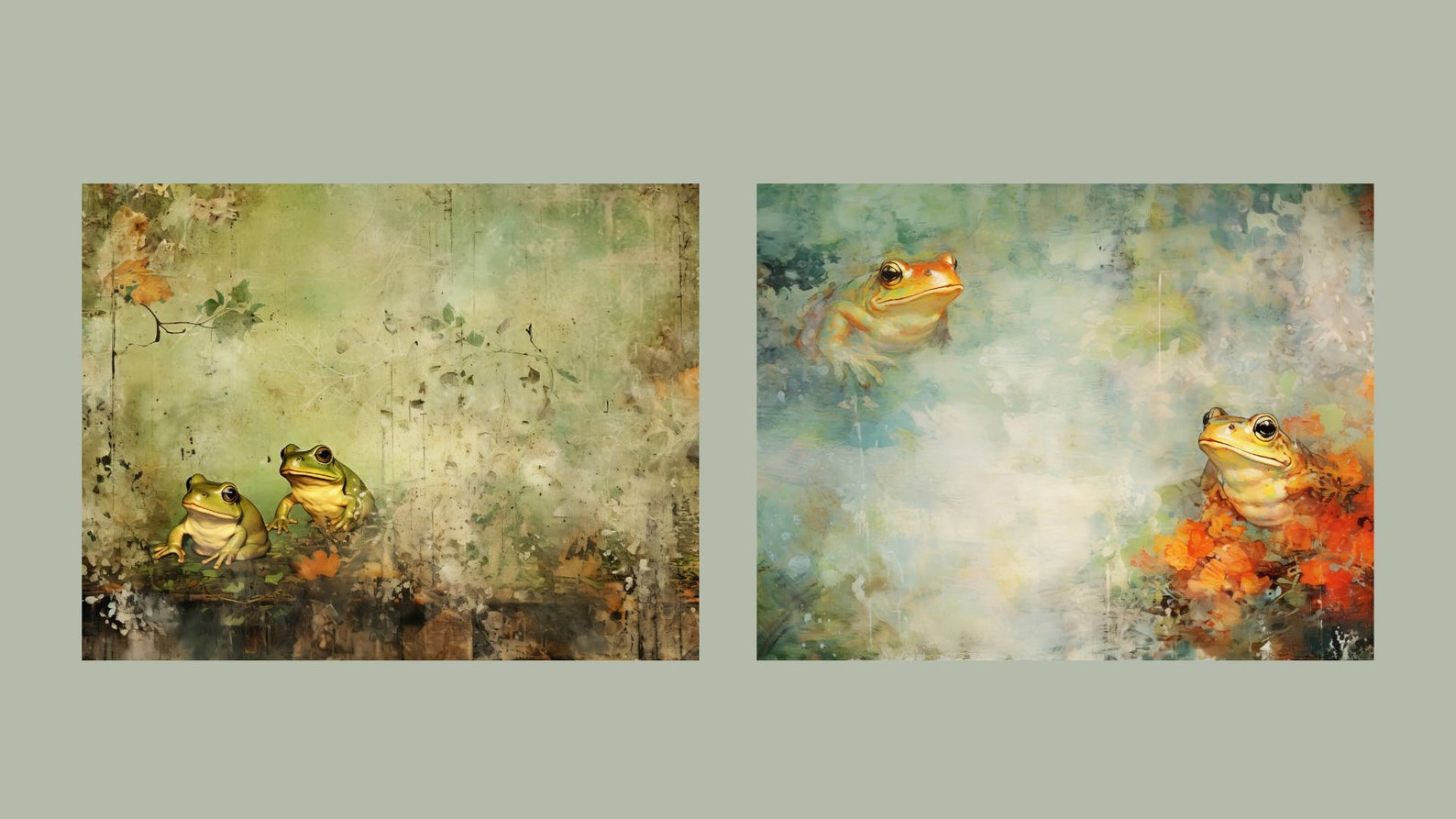Vintage Frog Junk Journal Kit Grunge Pages Watercolor Frogs Digital ...